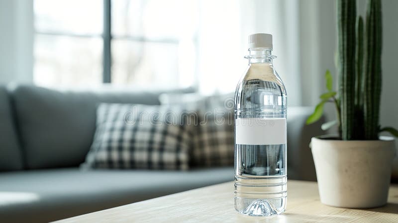 Water Bottle on a Table, Simple Design with Cozy Home Environment Stock ...