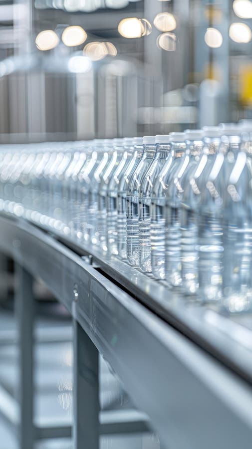 Water Bottles on a Conveyor Belt in a Factory Setting Stock Photo ...