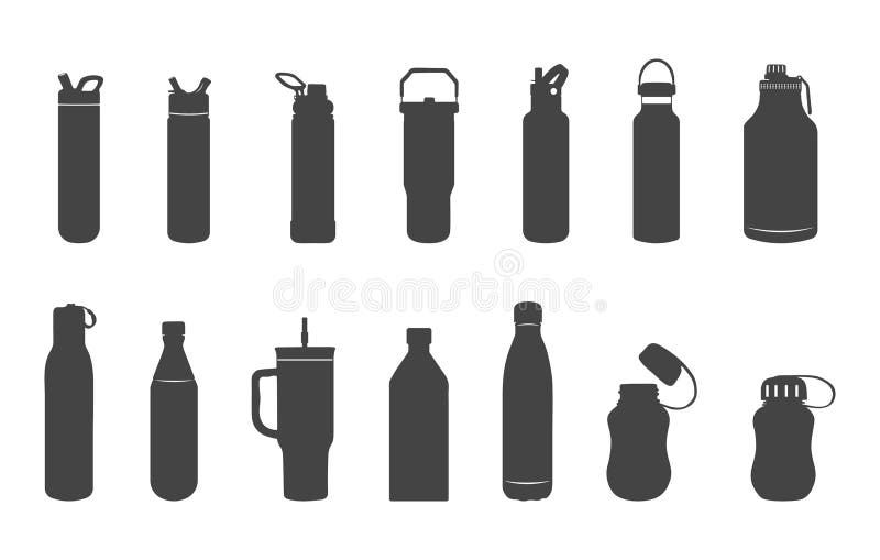 Water Bottles Silhouette, Water Bottle Vectors, Bottles Silhouette ...
