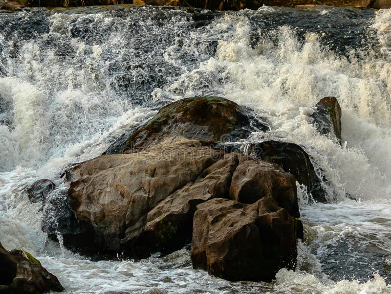 Water Breaking in the River Waterfall on the Rocks Stock Photo - Image ...