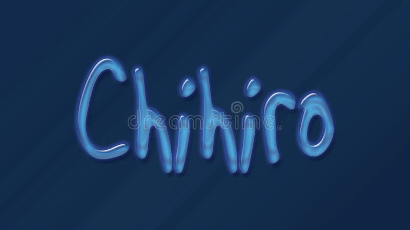 Water Bubble 3D Text Effect of Name Chihiro 0n Blue Background. Stock ...