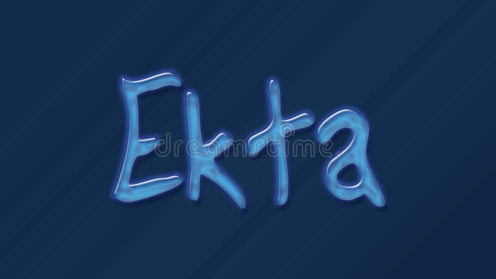 Water Bubble 3D Text Effect of Name Ekta 0n Blue Background. Stock ...