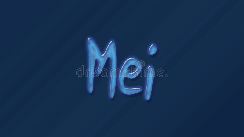 Water Bubble 3D Text Effect of Name Mei 0n Blue Background. Stock ...