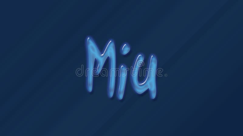 Water Bubble 3D Text Effect of Name Miu 0n Blue Background. Stock ...