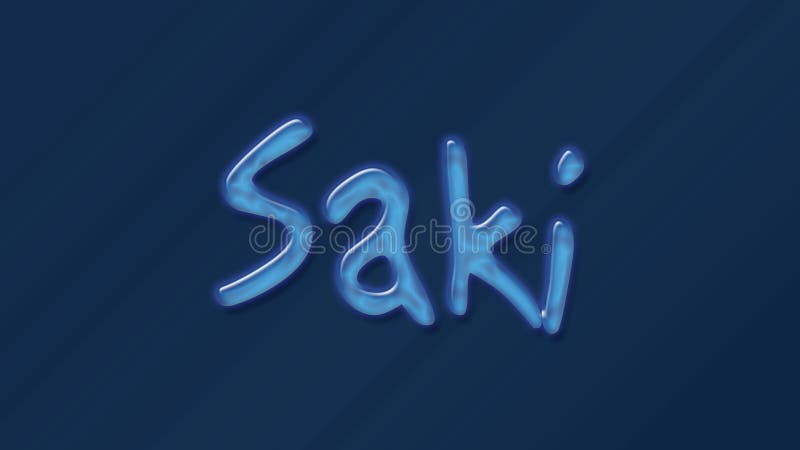 Water Bubble 3D Text Effect of Name Saki 0n Blue Background. Stock ...
