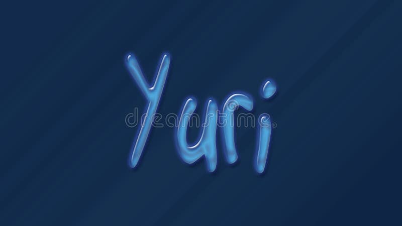Water Bubble 3D Text Effect of Name Yuri 0n Blue Background. Stock ...