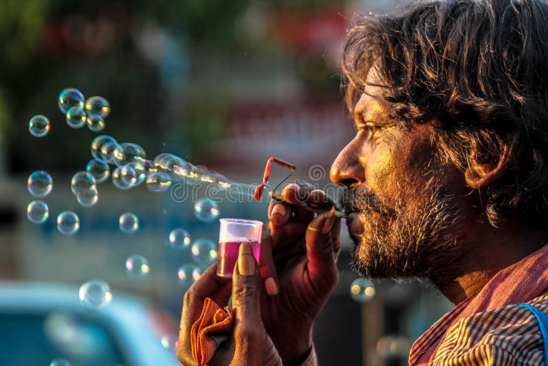 Water bubble man editorial stock image. Image of diversity - 58881614
