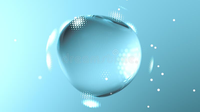 Water Bubble Protected by Shield from Attacking Particles. Cyber Shield ...