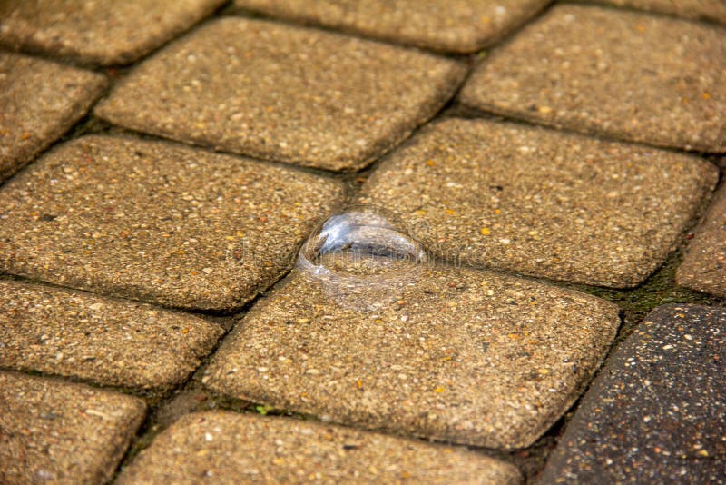 Water Bubble in a Puddle after the Rain on the Cobblestones Stock Photo ...