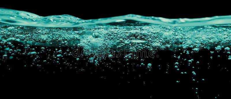 Water Bubbles Creating a Submerged Effect Against a Deep Black ...