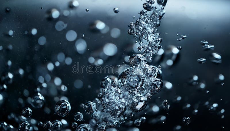 Water Bubbles, Dark Blue Water, Dynamic Visual Effect Stock Image ...