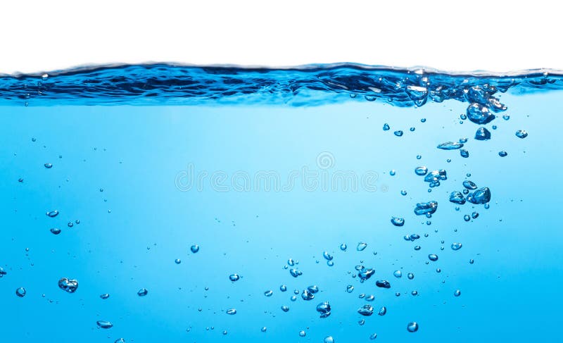 Water Bubbles Float Up Under Water. Freshness Pure Water Splashing on ...