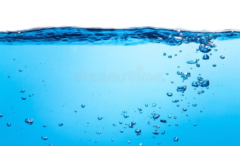 Water Bubbles Float Up Under Water. Freshness Pure Water Splashing on ...