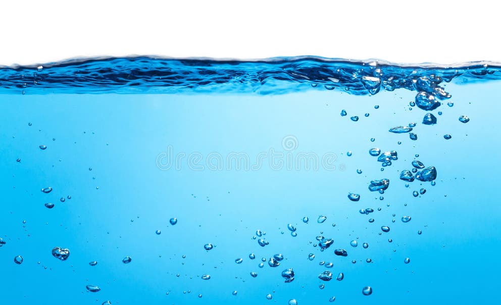 Water Bubbles Float Up Under Water. Freshness Pure Water Splashing on ...
