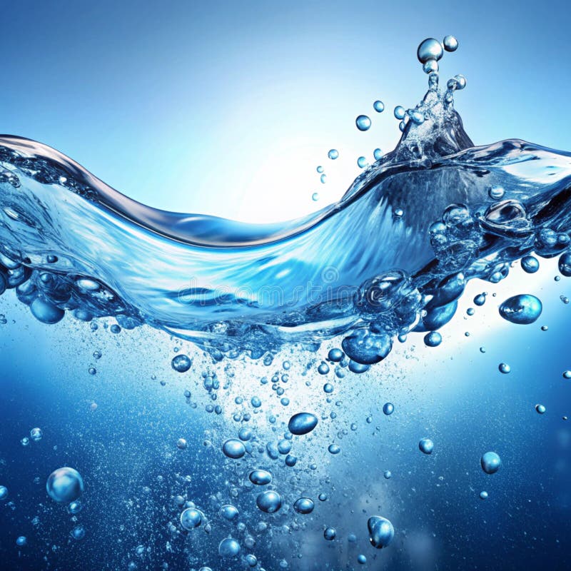 Water Bubbles Floating Up in Wave with Splash Stock Illustration ...