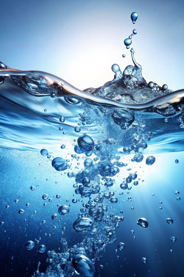 Water Bubbles Floating Up in Wave with Splash Stock Illustration ...