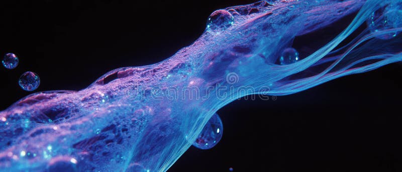 Water Bubbles Gracefully Move and Flow Against a Black Background ...