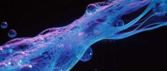 Water Bubbles Gracefully Move and Flow Against a Black Background ...