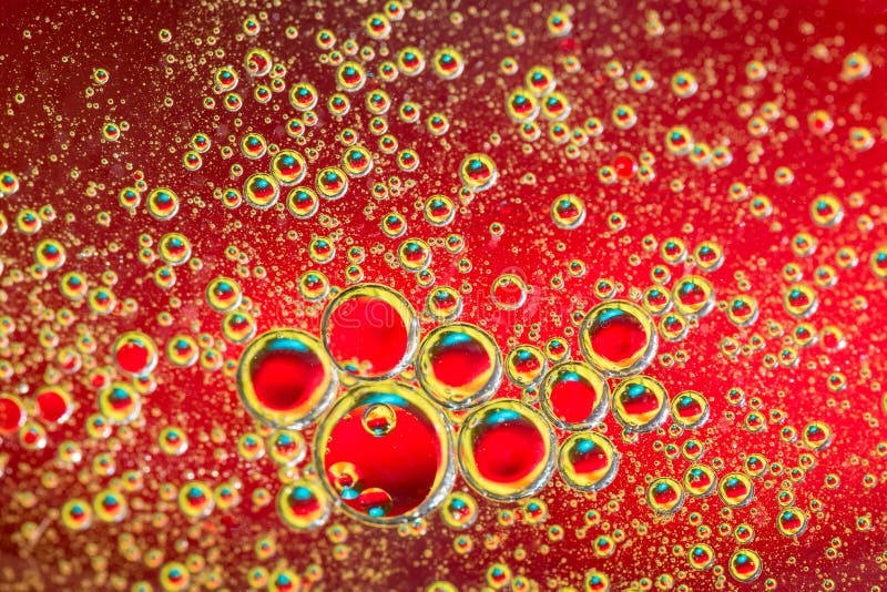 Water Bubbles on Red Background. Scientific Image of Cell Membrane ...