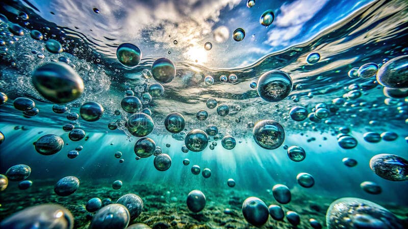 Water Bubbles Rising in an Underwater Shot Stock Illustration ...