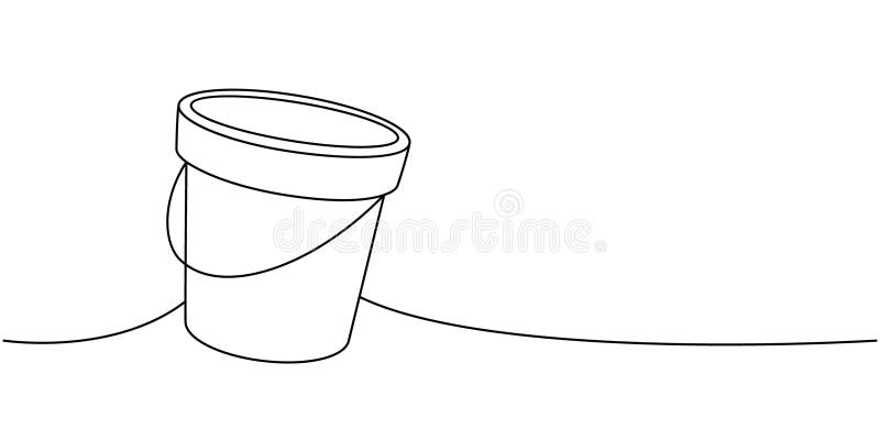 Water Bucket, Plastic Basin, Cleaning Bowl One Line Continuous Drawing ...