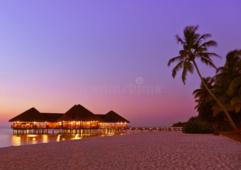 Water cafe on the beach stock photo. Image of coastline - 14750116