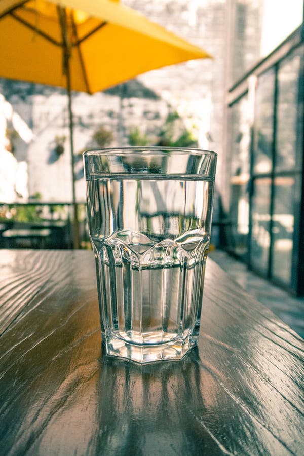Water on a cafe table stock image. Image of aqua, health - 202842849