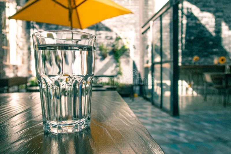 Water on a cafe table stock photo. Image of crystal - 202843388