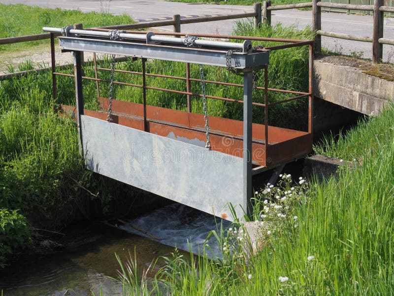 Water canal with lock stock image. Image of nature, outdoor - 374426311