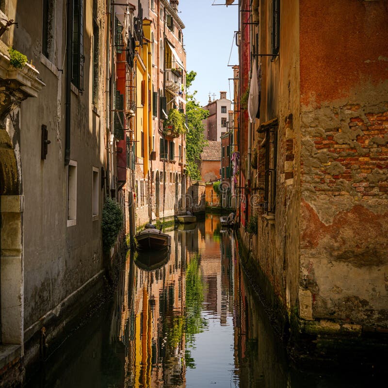 Water Canal between Old Buildings in Venice Stock Image - Image of ...