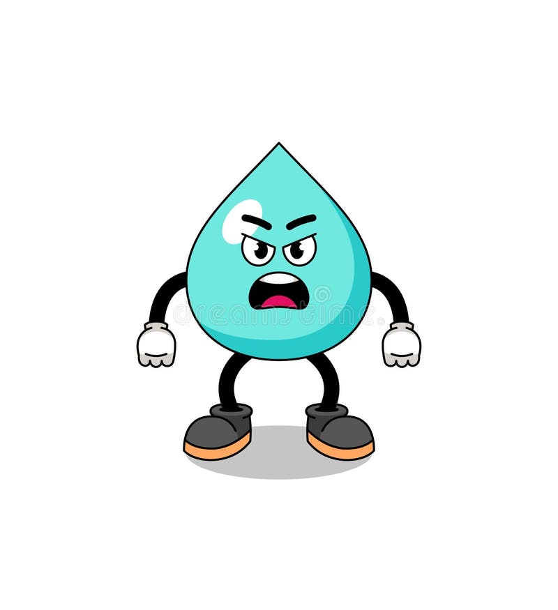 Water Cartoon Illustration with Angry Expression Stock Vector ...