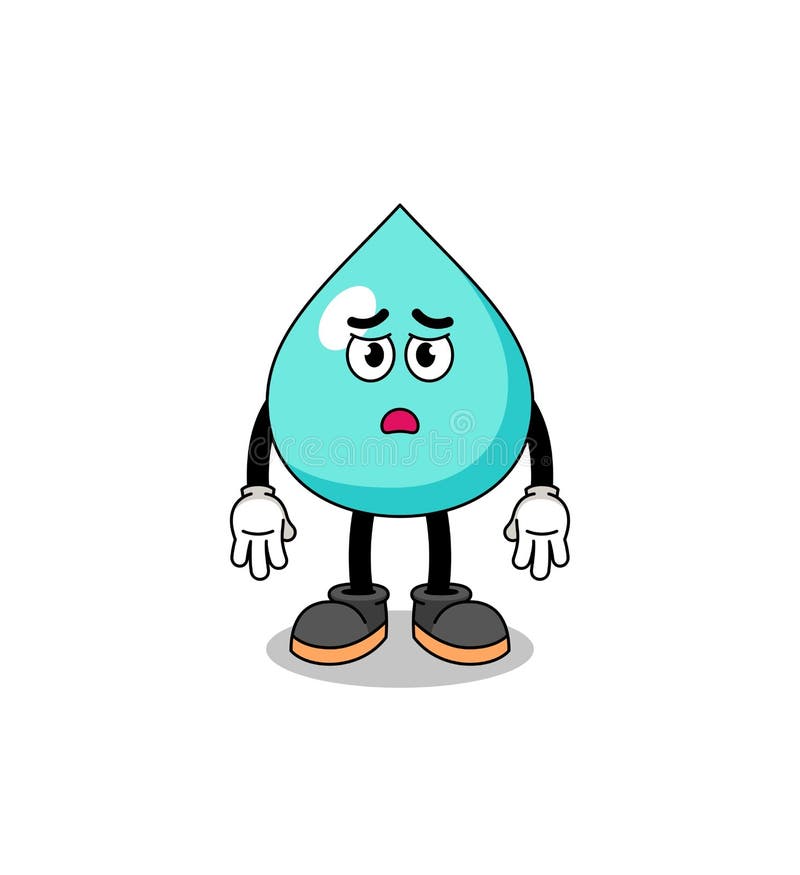Water Cartoon Illustration with Sad Face Stock Vector - Illustration of ...