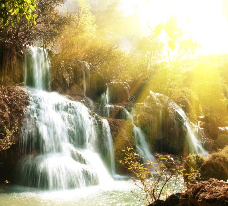 Water cascade stock image. Image of swift, sunlight, aqua - 54193125