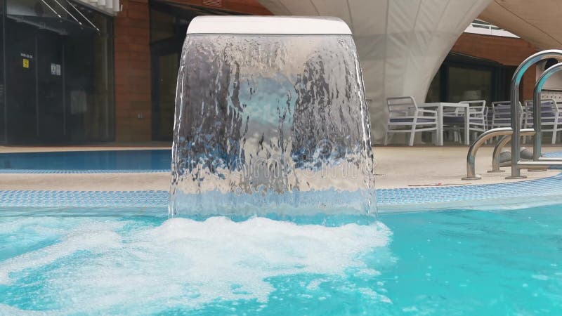 Water Cascade Attraction in the Outdoor Pool Stock Video - Video of ...