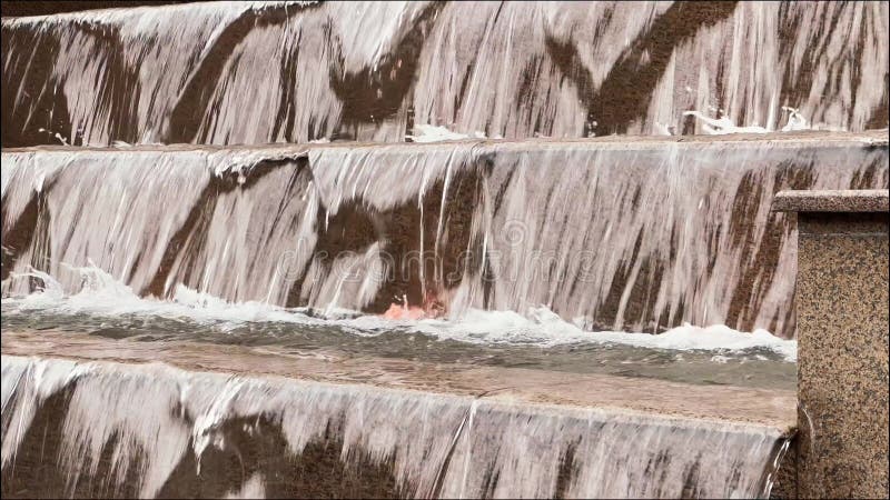 Water Cascade Waterfall on Granite Slabs. Close-up Stock Footage ...