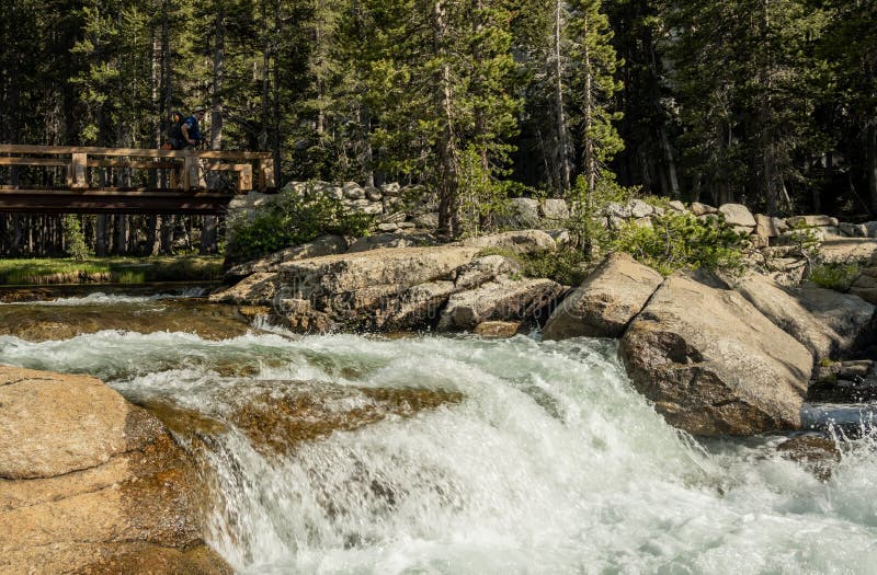 Water Cascades Over Rock Shelf in the Tuolmne RIver Stock Photo - Image ...