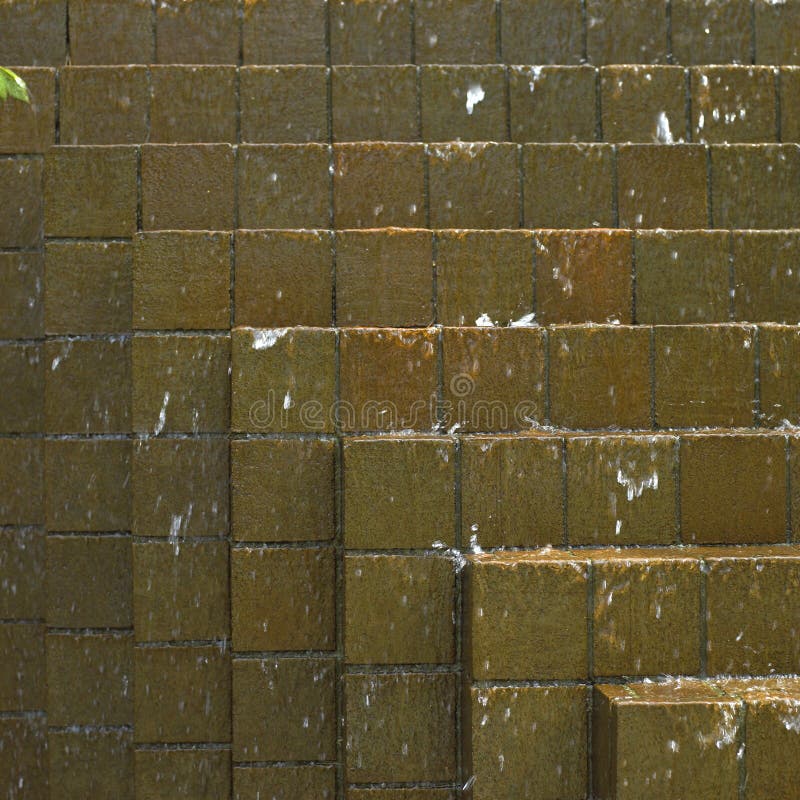 Water Cascading Down on Bricks Stock Photo - Image of modern, depth ...