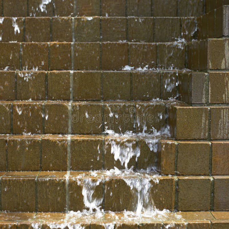 Water Cascading Down on Bricks Stock Image - Image of details, garden ...