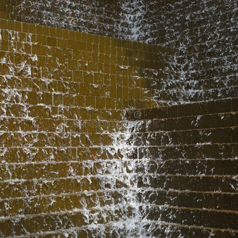 Water Cascading Down on Bricks Stock Photo - Image of details, oasis ...