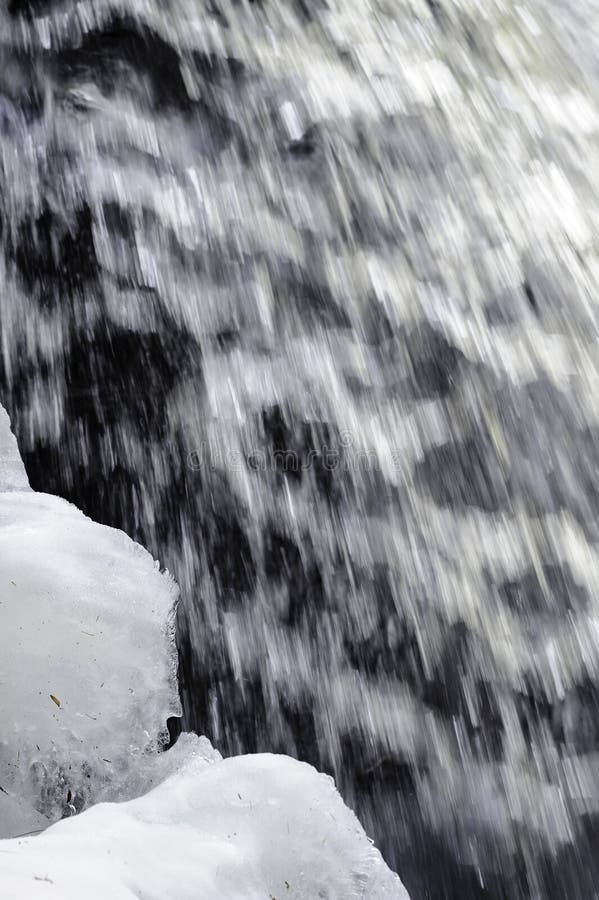 Water Cascading Near Icy Edge Stock Photo - Image of hillside, stream ...
