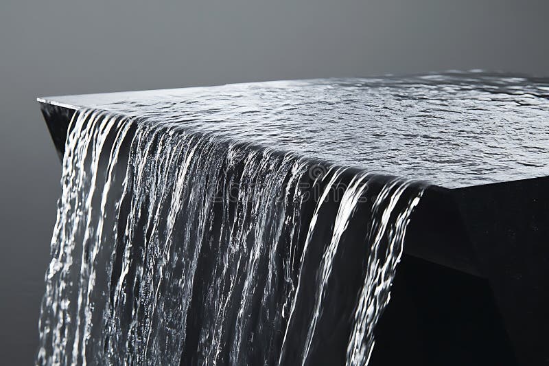 Water Cascading Over a Dark, Angular Surface Stock Illustration ...