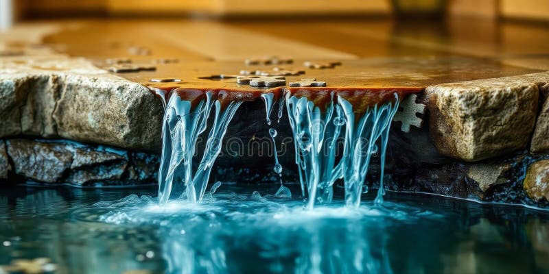 Water Cascading Over Stones into a Serene Pool Surrounded by Puzzle ...