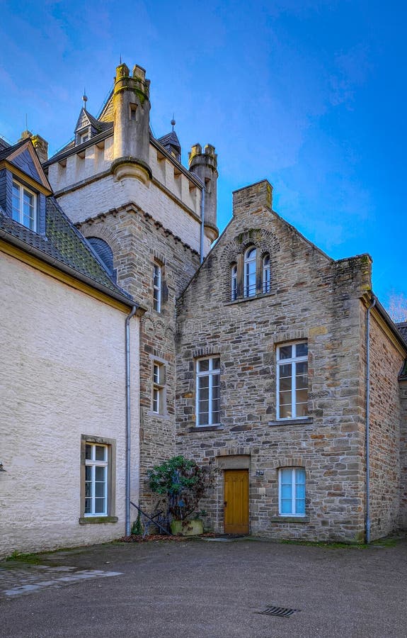 Old Water Castle with Trees and Reflections in Water Stock Image ...