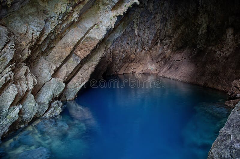 WATER CAVE BLUE in River of Tamul Waterfall Stock Photo - Image of luis ...