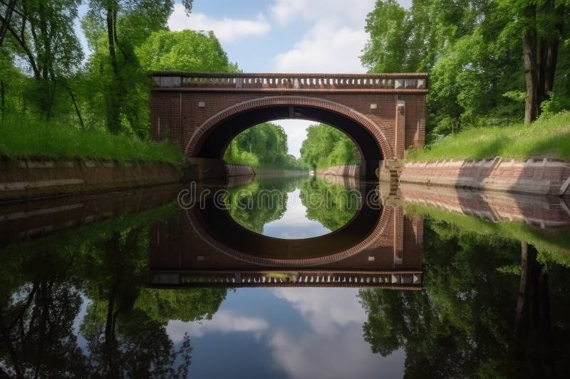 Water Channel with Bridge and Reflection in the Form of Mirror on the ...