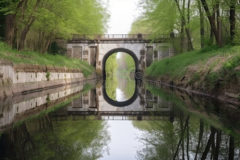 Water Channel with Bridge and Reflection in the Form of Mirror on the ...