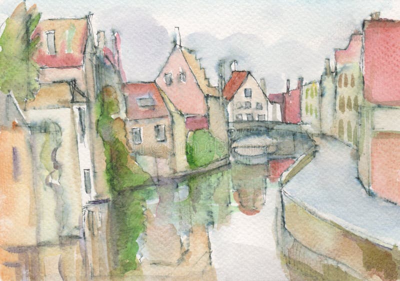 Water channel in the city stock photo. Image of ancient - 251202412