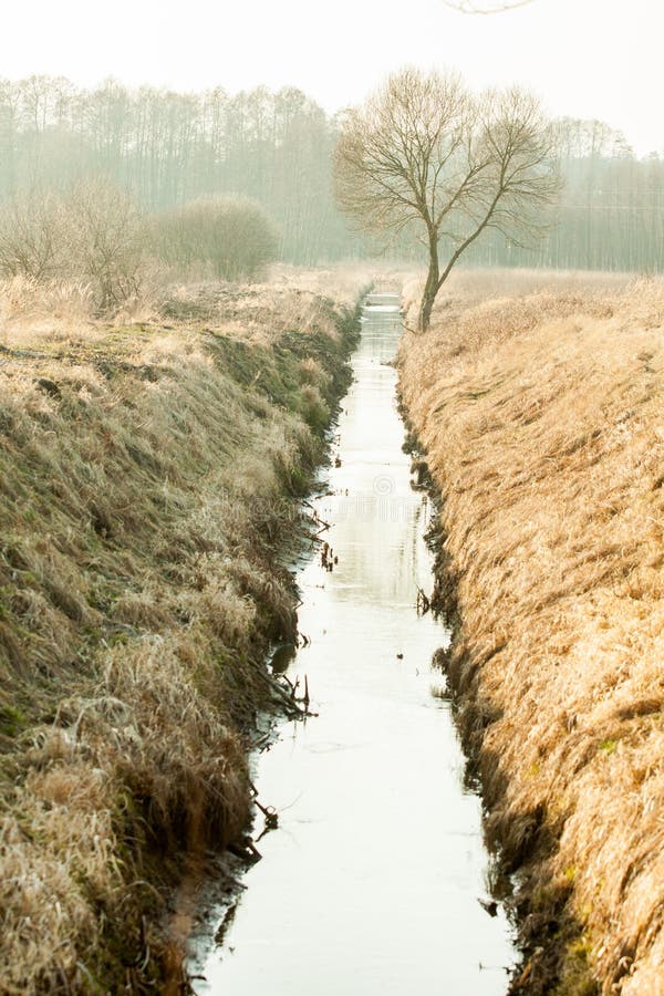 The Water Channel between the Fields Stock Image - Image of outdoor ...