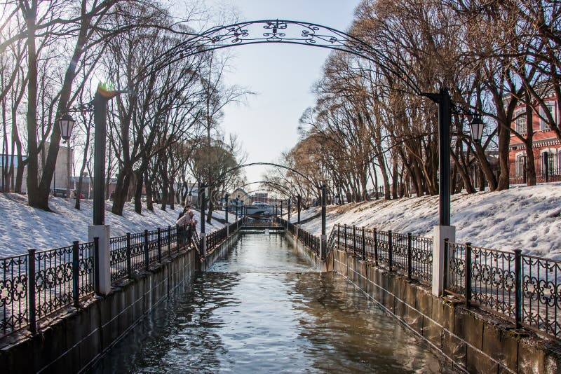 The Water Channel in Park a Spring Sunny Day Editorial Stock Image ...