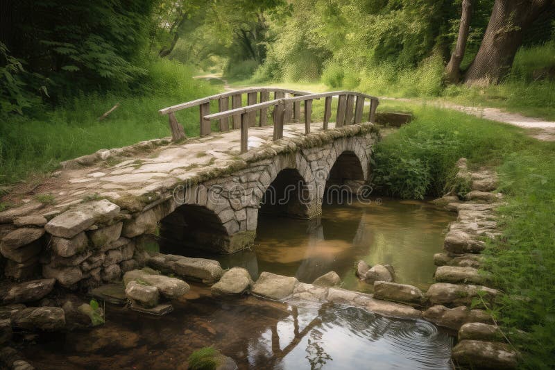 Water Channel with Running Water and Bridge in Peaceful Natural Setting ... Water Channel with Running Water and Bridge in Peaceful Natural Setting ...